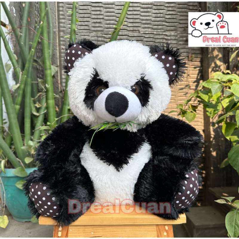 Jual Boneka Beruang Panda Duduk Lucu Hitam Putih 43 Cm Di Seller Velvet ...