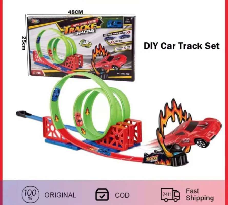 Jual Mainan Anak Hotwheels Mobil Track Racing 2 Jalur Mobilan Diecast ...