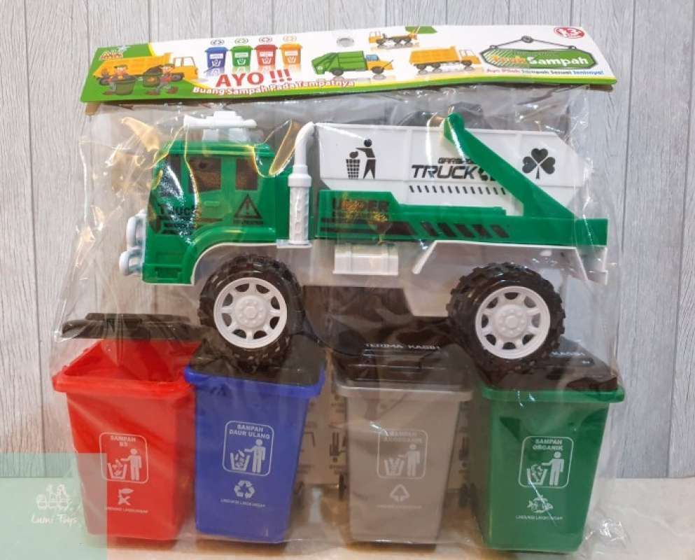 Jual Mainan Anak Mobil Truk Sampah Set + 4 Tong Sampah Garbage Truck Ak ...