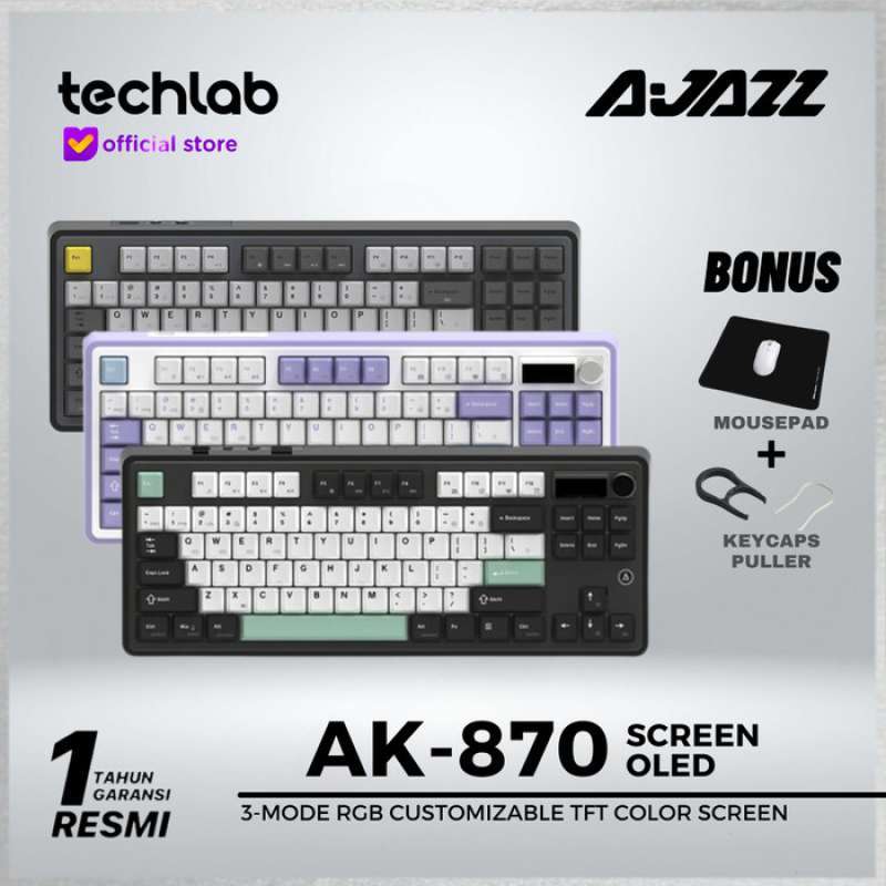 Promo 100% Produk Ori Ajazz Ak870 / Ak-870 Wireless Mechanical Keyboard ...