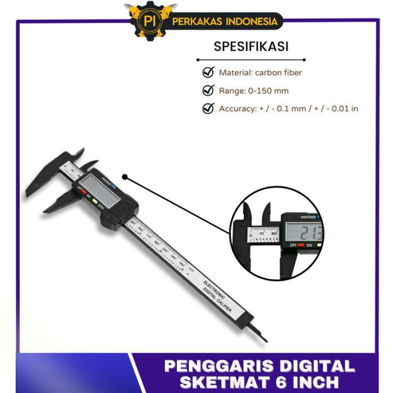 Jual Penggaris Digital Sketmat 6 Inch Alat Ukur Meteran Digital Garisan ...