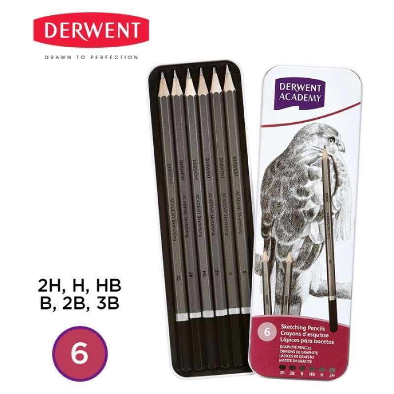 Jual Derwent Academy Sketching Pencil Set Metal Tin Pensil Sketsa Gambar - Set 12 Di Seller ...