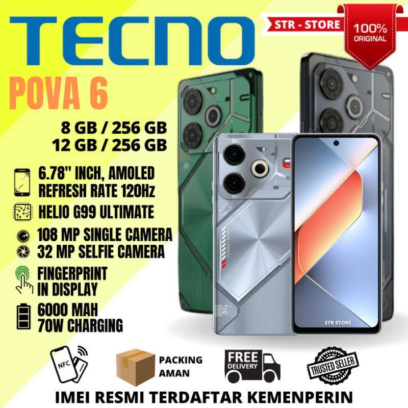 Jual Tecno Pova 6 12/256 Gb Android Baru Garansi Resmi Tecno Pova 6 8/256 Gb Nfc - Tecno Pova 6 ...