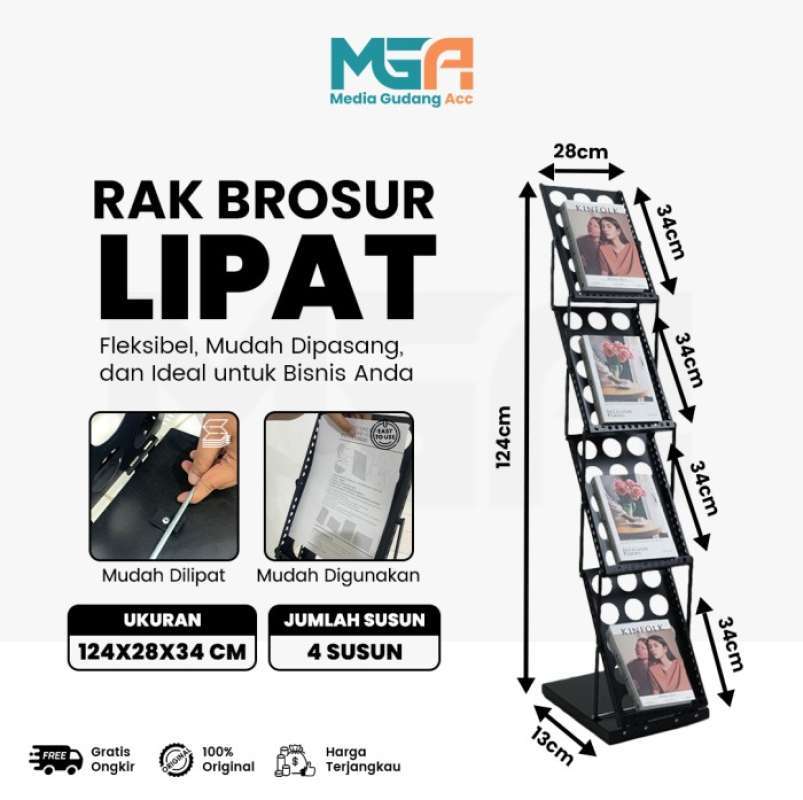 Jual Rak Brosur / Rak Display / Rak Majalah 4 Susun Lipat Besi Di ...