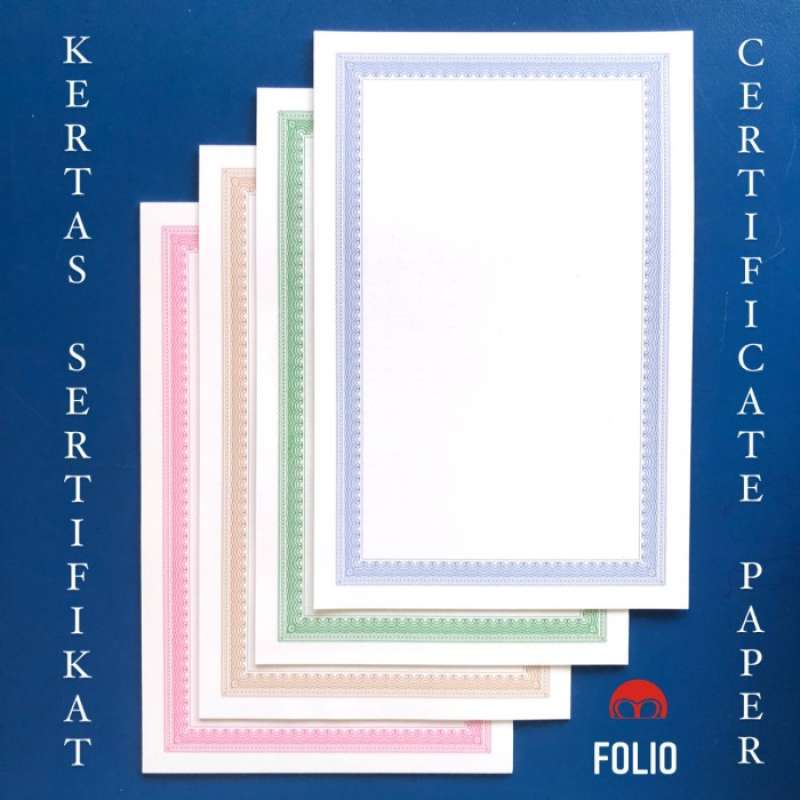 Jual Kertas Piagam Certificate Paper Sertifikat Folio F4 - Biru Di ...