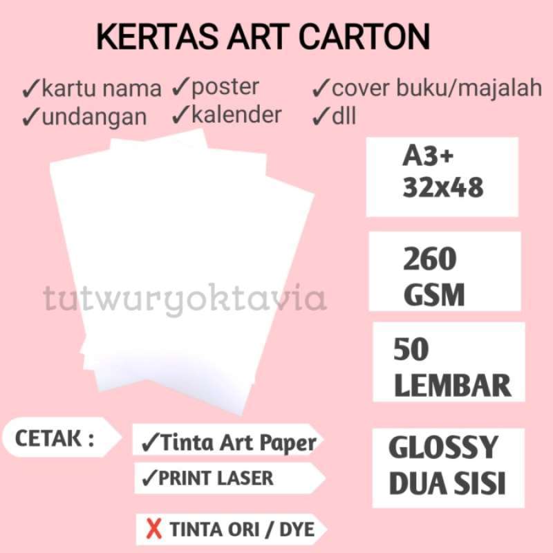 Jual Kertas Art Carton/art Paper 260 Gsm A3+ Isi 50 Lembar Di Seller ...