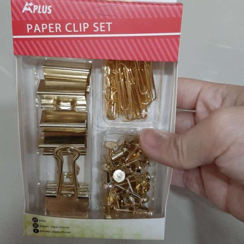 Jual Paper Clip Set Emas / Penjepit Kertas Set Emas / Klip Kertas Emas ...