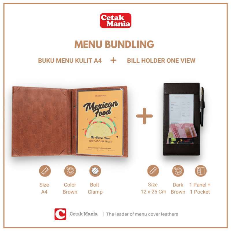 Promo Buku Menu Kulit Isi Plastik A4 & Bill Holder Satu Panel Cafe ...