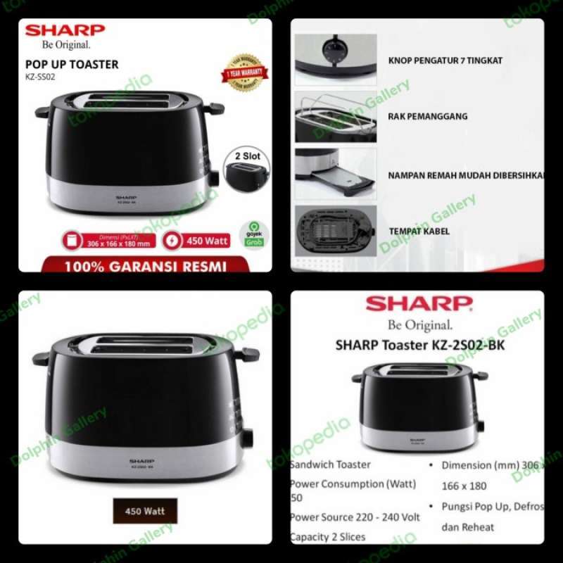 Promo Sale Sharp Kz-2s02 Pemanggang Roti Kz 2s02 Bk Pop Up Toaster Kz 2s02 Bk Diskon 25% Di ...
