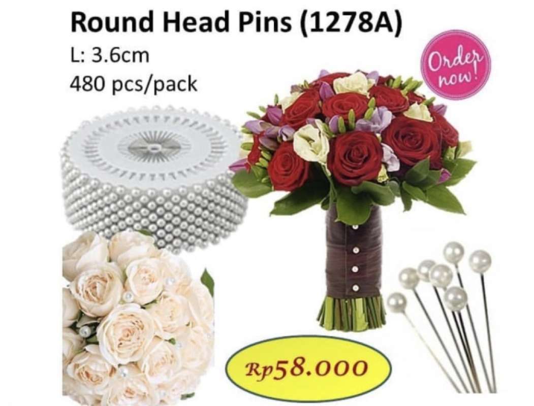 Promo Round Head Pins Barang Flst Bunga Jarum Pentul Bunga Isi 480pcs ...