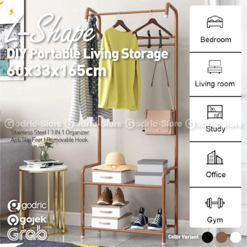 Promo L-shape Rak Hanger Serbaguna Gantungan Pakaian Baju Topi Buku ...