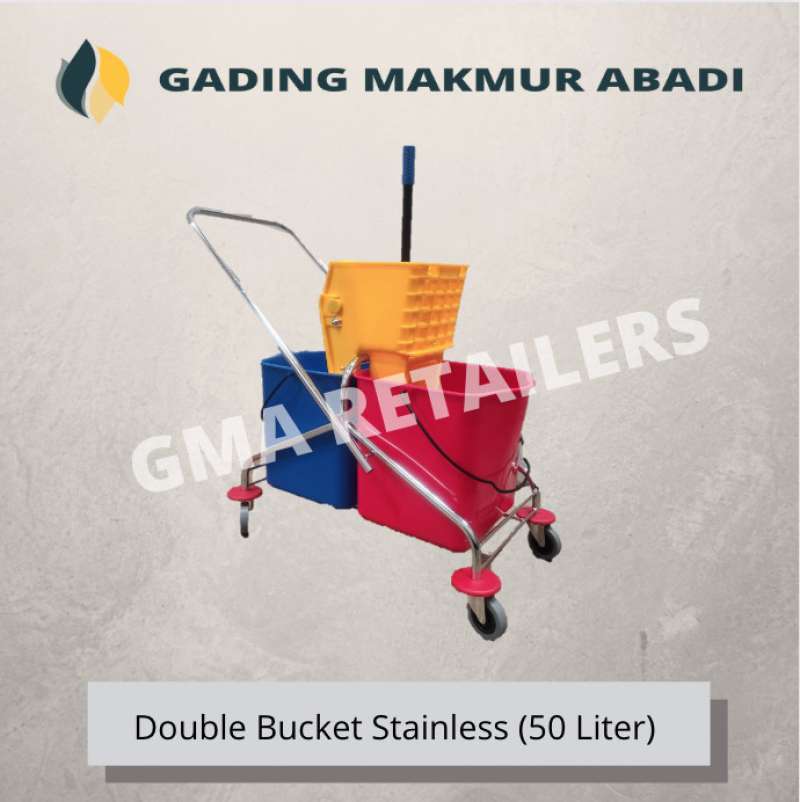 Promo Double Bucket Wringler Stainless / Ember Roda (46 Liter) Diskon ...