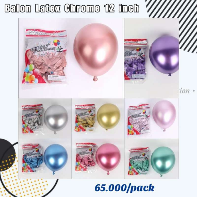 Jual Balon Latex Metalik Chrome Balloon 12 Inch Perpack 1 Pak Isi 50 ...
