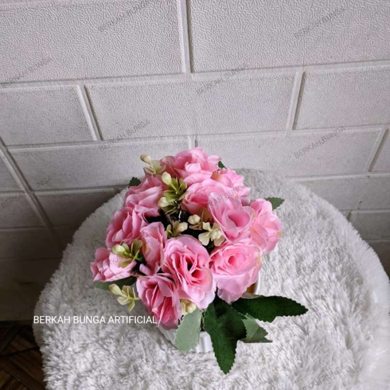 Jual Bunga Mawar Artificial Plastik/hiasan Dekorasi Rumah Meja Kantor ...