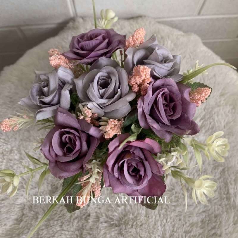 Jual Bunga Mawar Artificial Plastik/hiasan Dekorasi Rumah Meja Kantor ...