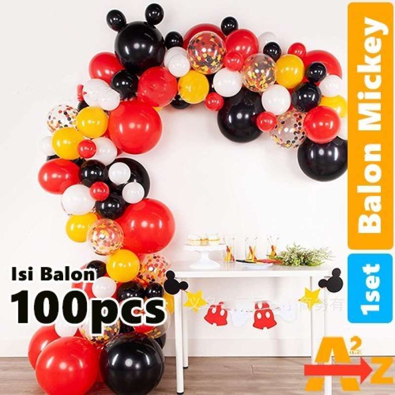 Jual Set Balon Ulang Tahun Mickey Mouse Backdrop Balon Mickey Theme 100 ...