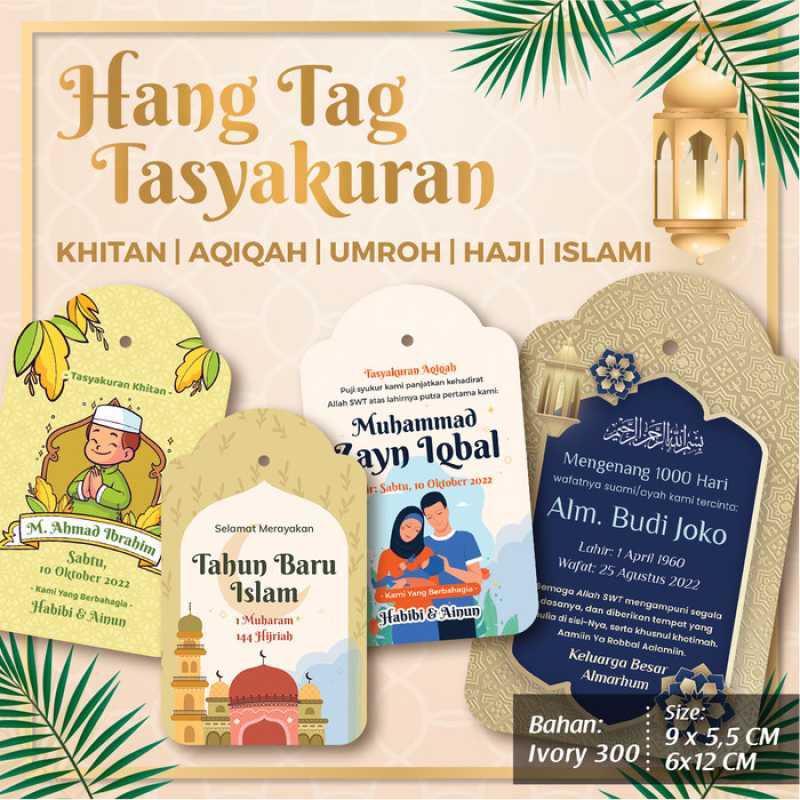 Jual Hang Tag Tasyakuran/ Aqiqah/ Khitan/ Haji/ Umrah/ Tema Islami Di ...