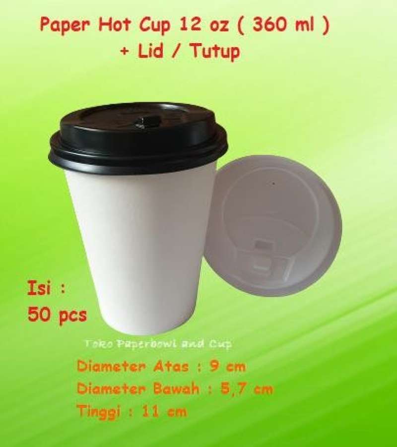 Jual Paper Hot Cup 12 Oz 360ml + Tutup Gelas Kertas Isi 50 Pcs Tbk Di Seller Aghanim ...