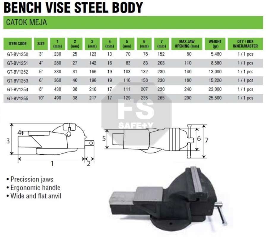 Jual Tekiro Catok Ragum Meja 3 4 5 6 8 10 Inch Bench Vise Steel Body Di ...
