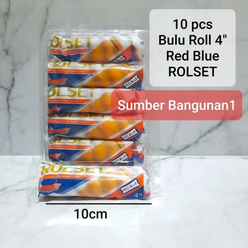 Jual Bulu Roll Kecil 4 Red Blue Rolset (10 Pcs) Isi Kuas Roller Cat ...