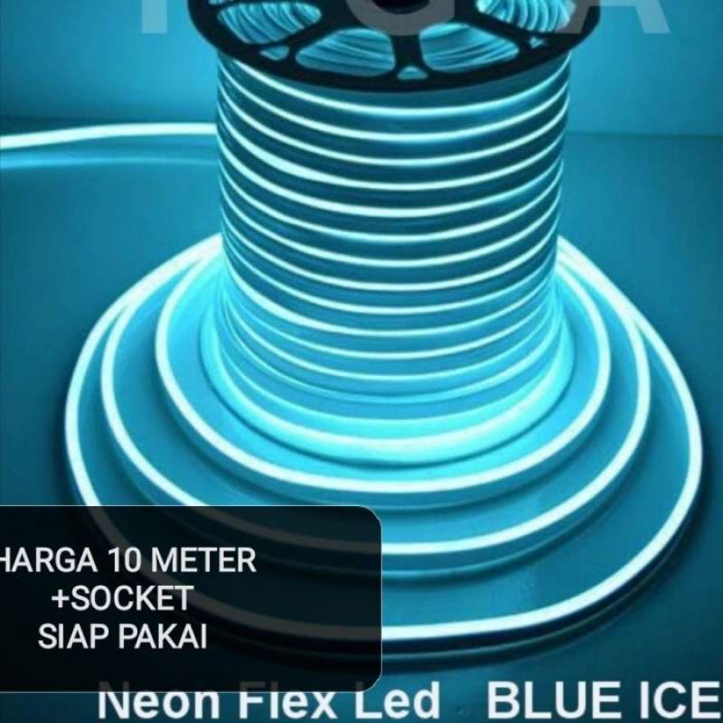 Jual Lampu Neon Flex Ice Blue 10m + Socket Waterproof / Selang Flexible ...