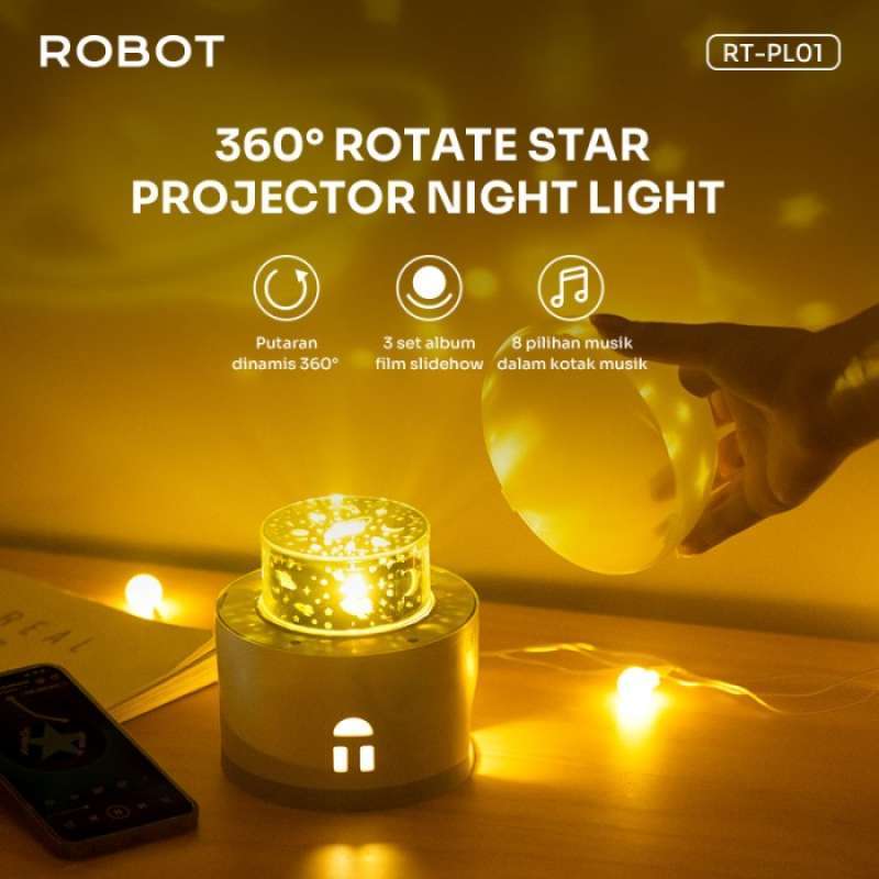 Jual Robot Projection Lamp Rt-pl01 Lampu Aesthetic 360 Rotasi 4 Mode Di ...