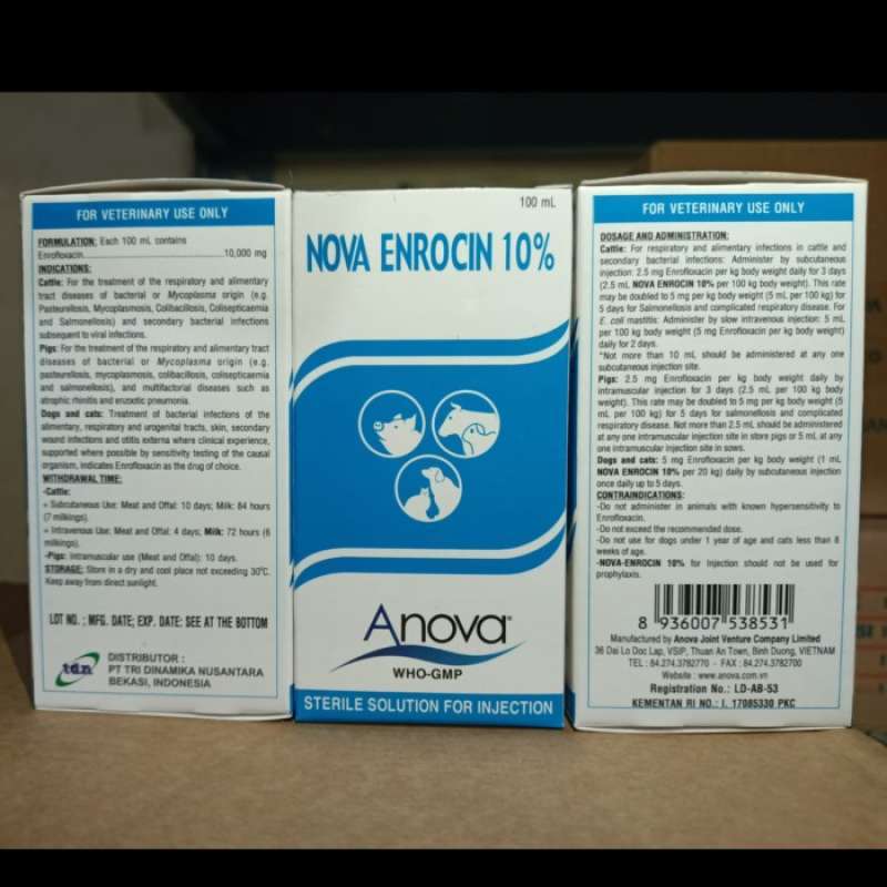 Promo Nova Enrocin 10% 100 Ml Obat Saluran Pernafasan Hewan Diskon 23% ...