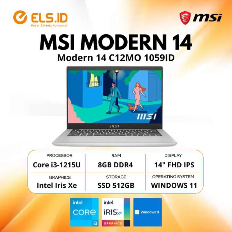 Jual Msi Modern 14 C12mo Intel I3-1215u 8gb Ssd 512gb Irisxe W11+ohs Di Seller Els Computer ...