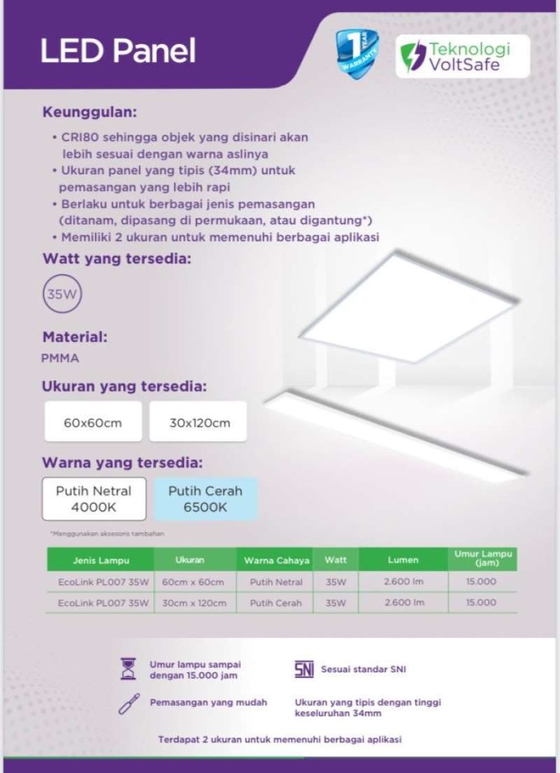 Jual Lampu Ecolink Led W Downlight Panel Putih X Kotak Kuning Watt Putih Di Seller