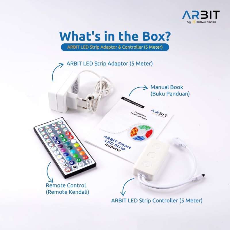 Jual Arbit Smart Wifi Led Strip Controller & Adaptor For 5 Meter Di ...