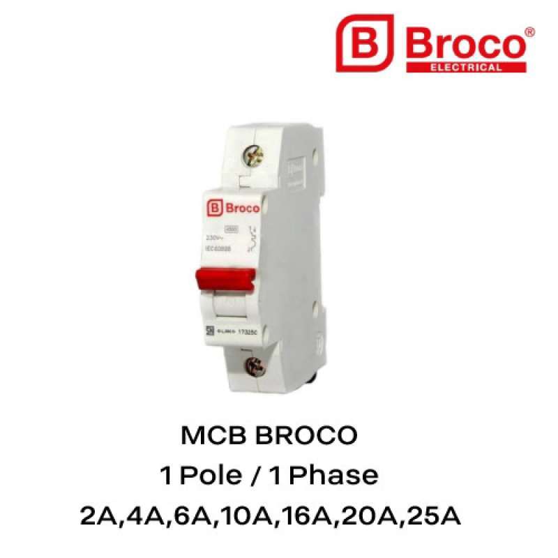 Jual Mcb Broco 2a 4a 6a 10a 16a 20a 25a 1 Phase 2 4 6 10 16 20 25 Ampere - 4a Di Seller Shin ...