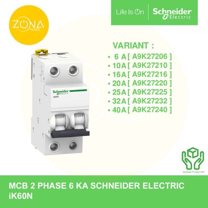 Jual Mcb Schneider 2 Phase Ik60n 2p 6a 10a 16a 20a 25a 32a 40a Ori - 40a Di Seller Shin Store ...