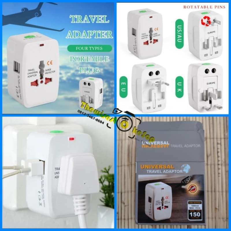 Jual Universal Travel Adaptor Steker All In One With Usb Power 2.1a ...