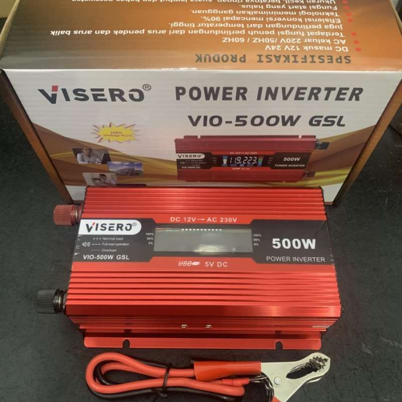 Jual Inverter Visero 500w Vio-500 Dc12v To Ac220v Sine Wave 500w Solar ...