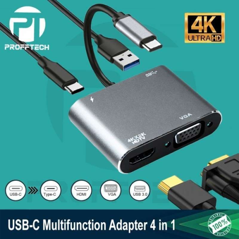 Promo Profftech Converter Type C Usb C Multifunction Adapter 4 In 1 Diskon 23 Di Seller