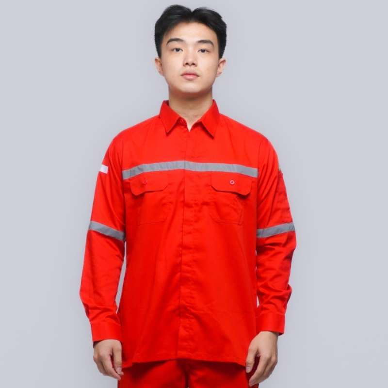 Promo Promo- Baju Safety Merah K3 Lapangan Seragam Wearpack Proyek ...