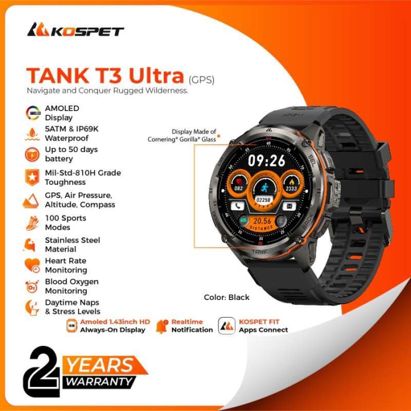 Jual Kospet Tank T3 Ultra Bluetooth Calling Smartwatch Gps 1.43 Amoled ...