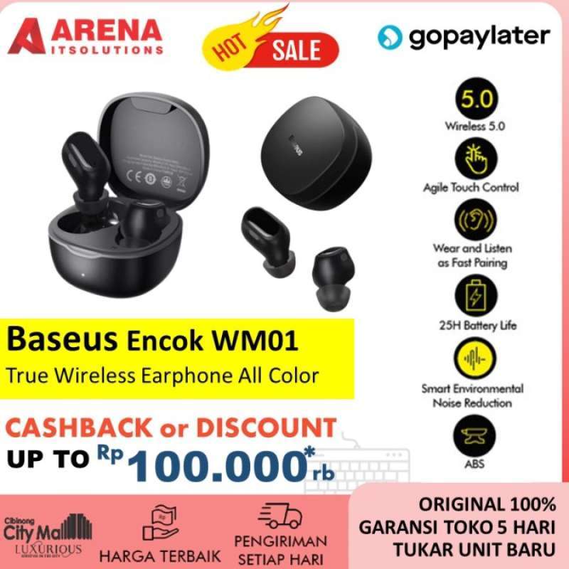 Promo Baseus Encok Tws Wm01 All Variant Warna Diskon 23% Di Seller ...