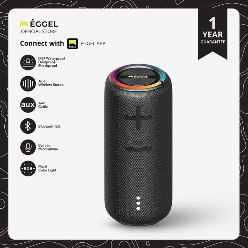 Promo Eggel Terra 3s 360 Waterproof Bluetooth Speaker With Rgb Lights ...