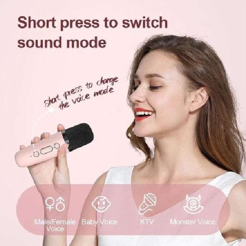 Jual Speaker Bluetooth Mic Cipung, Karaoke Set Wireless Mini Portable Bass - Biru 1 Mic Di ...