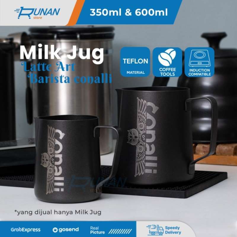 Promo Milk Jug 350ml Teflon Full Black - Jug Susu Latte Art Barista 350 Ml Diskon 23% Di Seller ...