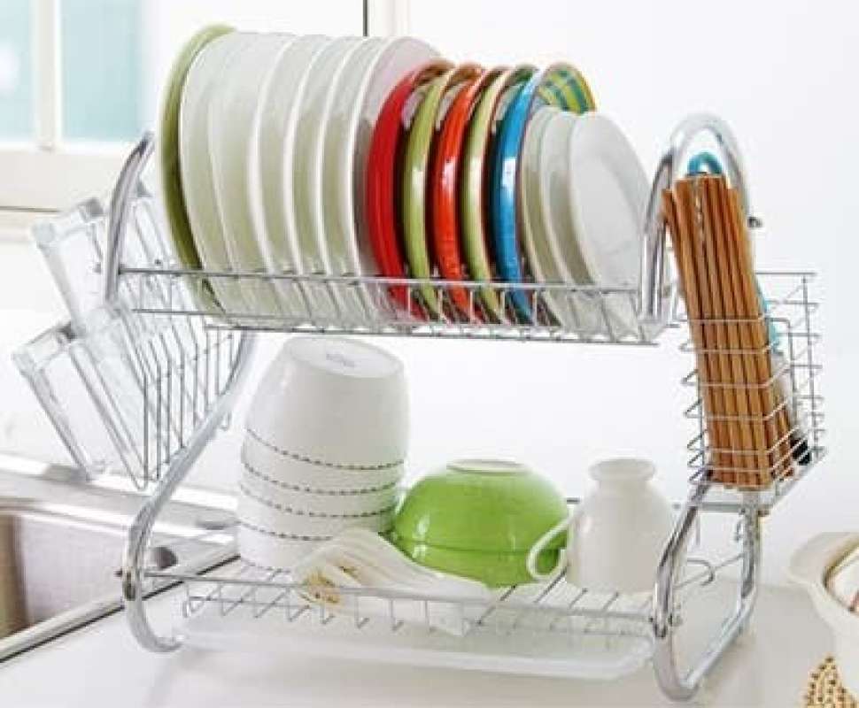 Promo Ad120 Rak Piring 2 Tingkat Double-layer Dish Rack / S-type Drain ...