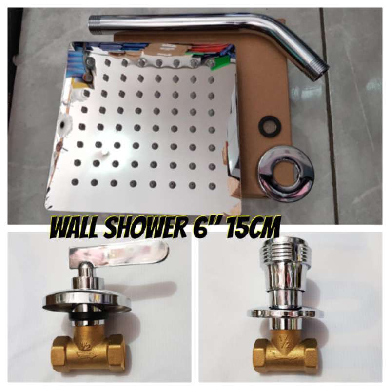 Promo Paket Wall Shower Kotak 6in 15cm Stainless Diskon 23% Di Seller ...