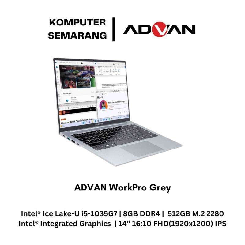 Promo Advan Workpro Grey [intel Ice Lake-u I5-1035g7/8gb Ddr4/512gb M.2 ...