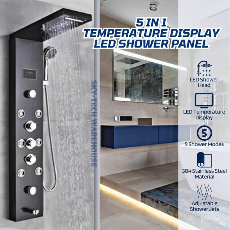 Promo Digital Jet Wall Shower Set Rain Waterfall Spa Massage Keran Tub ...