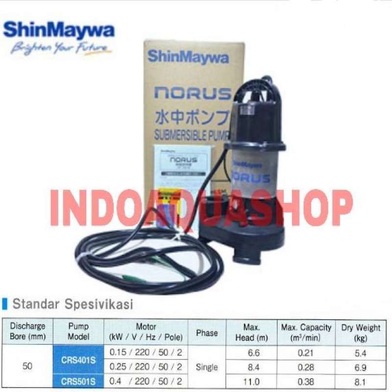 Promo Shinmaywa Norus Crs501 S 400w Pompa Celup Submersible Pump Enerfonce Diskon 23% Di Seller ...