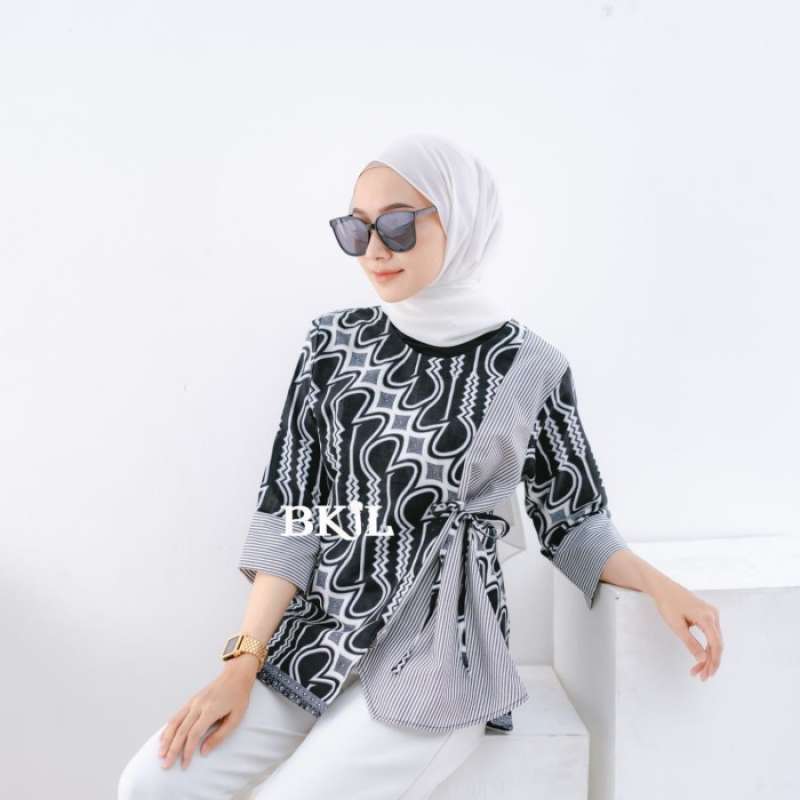Jual Blouse Batik Wanita Modern Atasan Baju Kerja Cewek Kombinasi ...