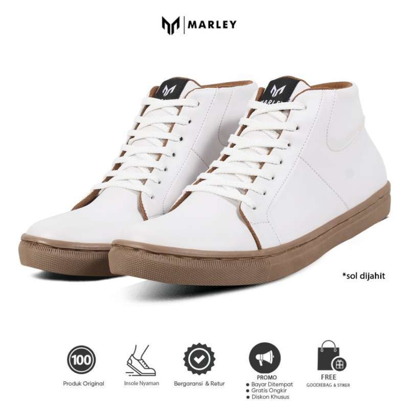 Promo Sepatu Sneakers Boot Pria Kets Casual Sport - Carter 14 Warna Putih Bahan Kulit Sintetis ...