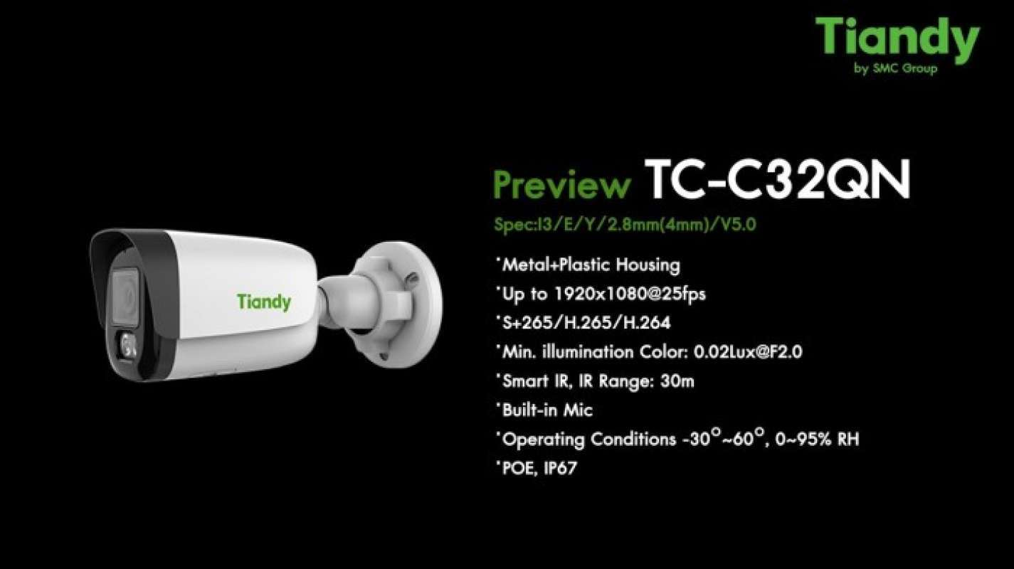 Promo Tiandy Tc-c32qn 2mp Fixed Starlight Ir Bullet Camera Diskon 23% ...