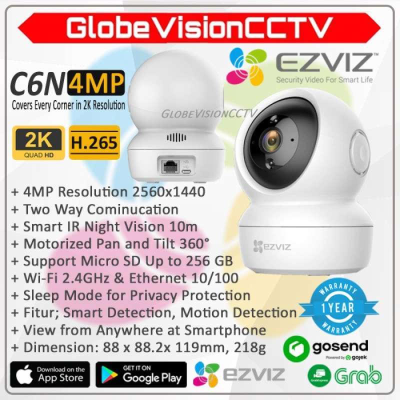 Promo Ezviz C6n Pro 4mp 2k Ip Camera Cctv Wireless 360â° Camera Cctv ...